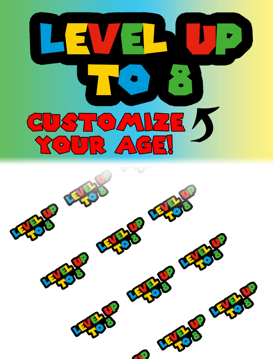 Level Up Gaming Birthday Party Customizeable Age Edible Cupcake Topper